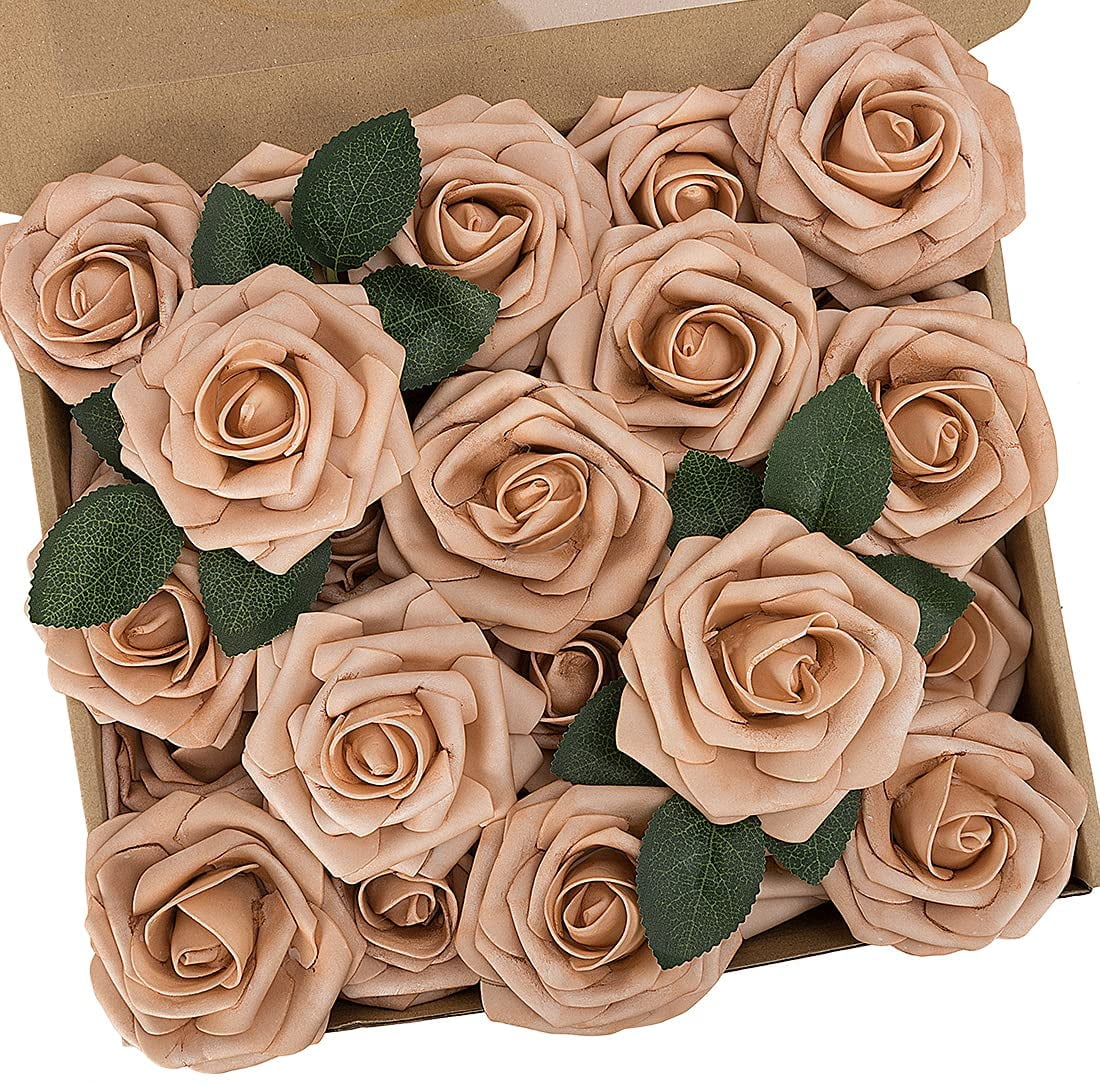 Artificial Flowers, 25pcs Foam Roses Fake Flowers for DIY Fall Wedding ...