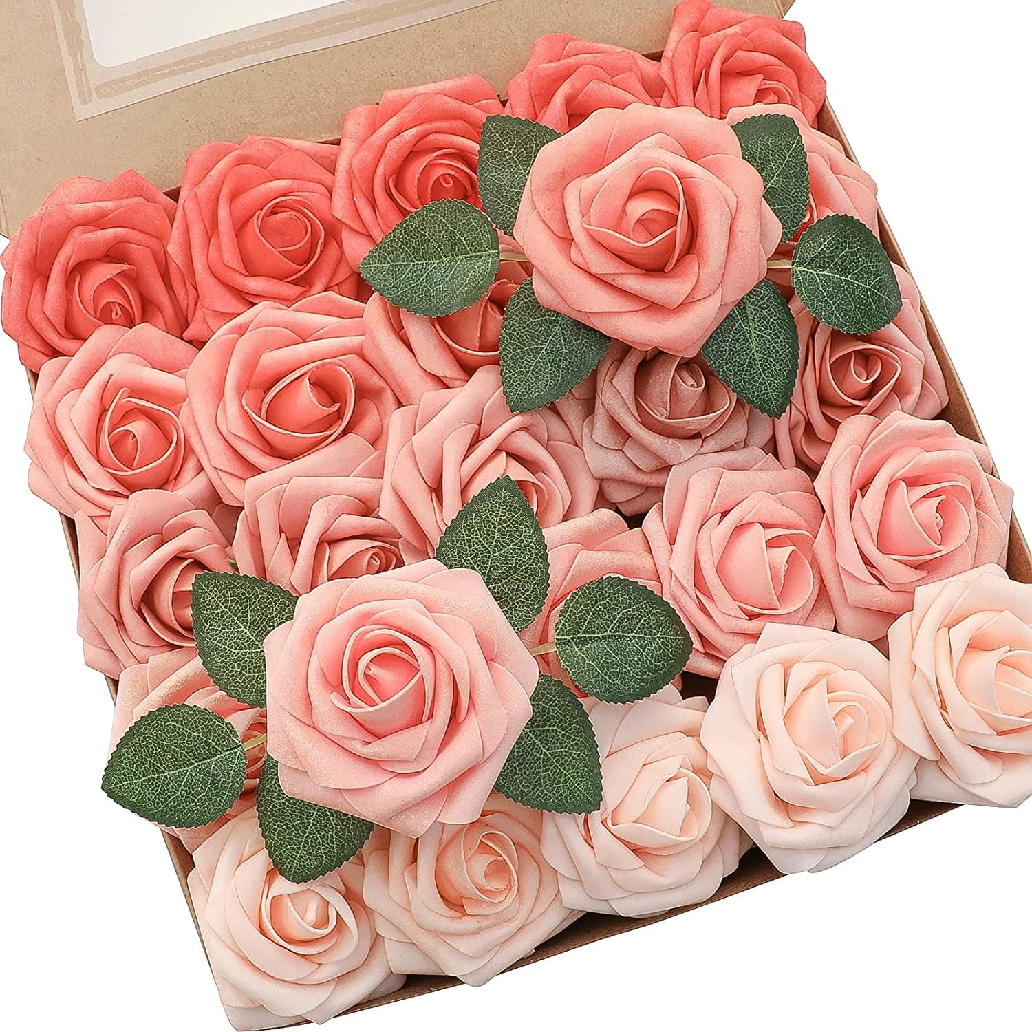 Artificial Flowers 25pcs Real Looking Emerald Green Ombre Colors Foam ...