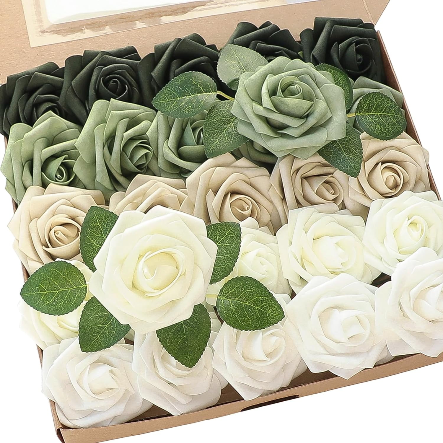 Artificial Flowers 25pcs Real Looking Emerald Green Ombre Colors Foam ...