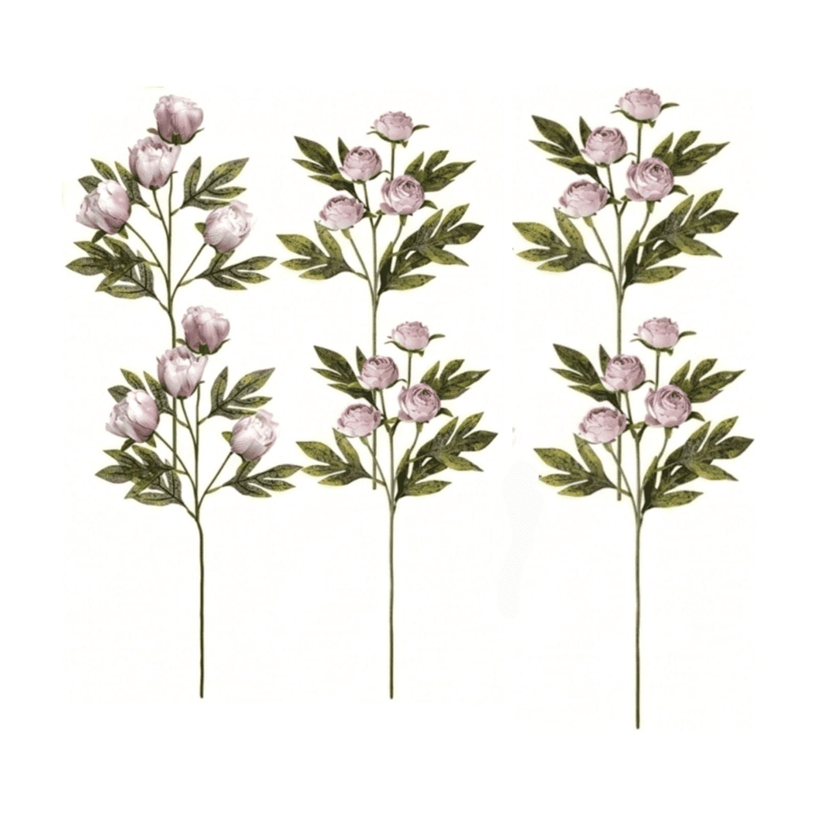 Artificial Flowers, 4-Head Pink Peony Set, Realistic 17.7-inch Long ...