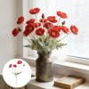 Artificial Flowers 4 Heads Stems, Lifelike Silk Touch Flexible Green ...