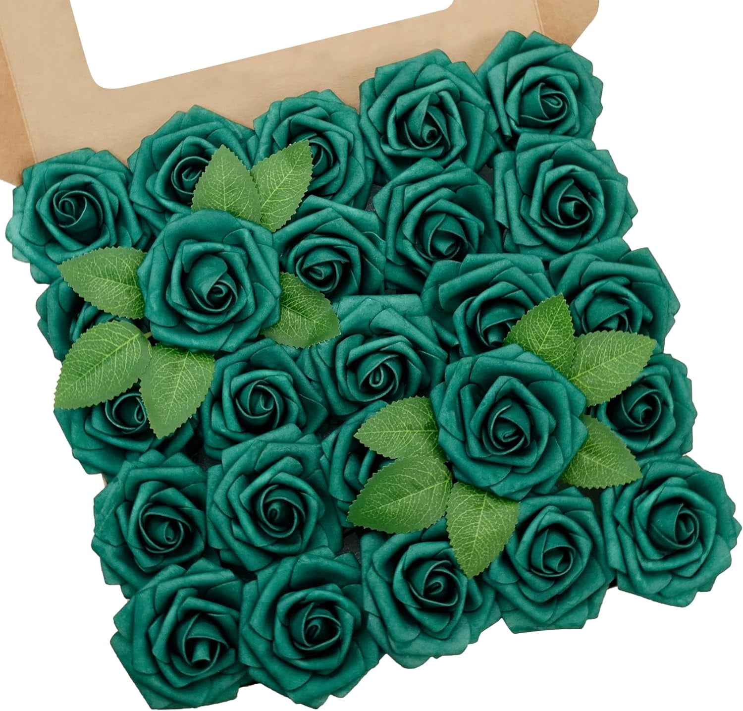 Artificial Flowers, 50pcs Hunter Green Artificial Rose for DIY Wedding ...