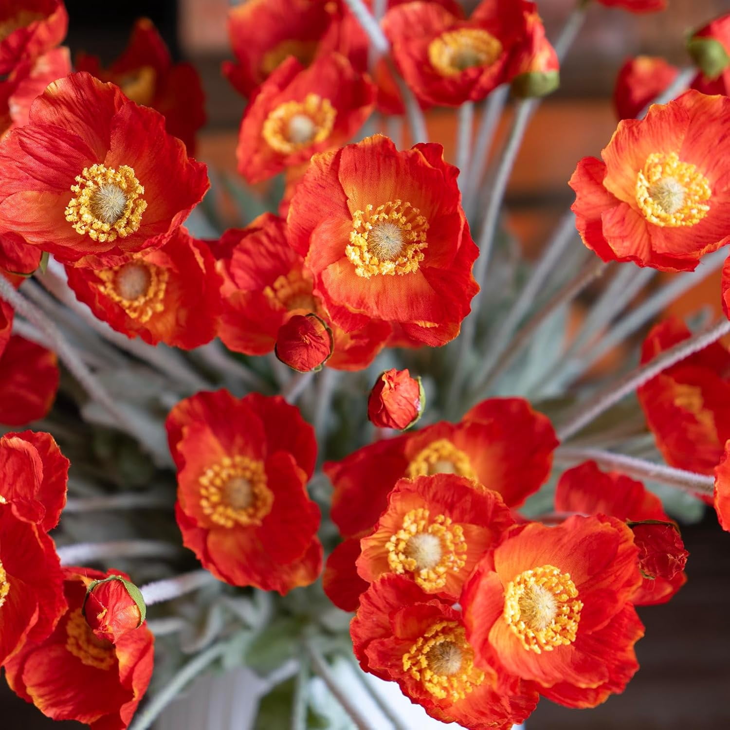 Artificial Flowers 6 Stems Poppy Silk Bouquet,for Wedding, Home, Party ...