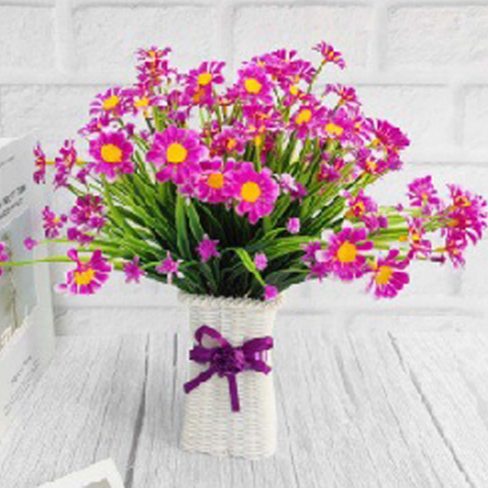 Artificial Flowers 8 Bunches of Artificial Daisy Flowers Outdoor Fake ...