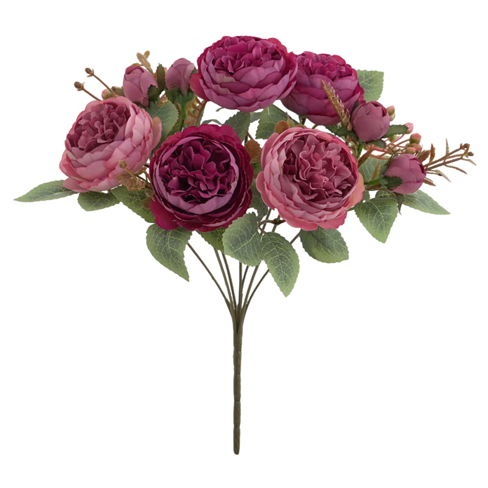 Artificial Flowers, 9 Head Colourful Peony Artificial Flowers, Silk ...