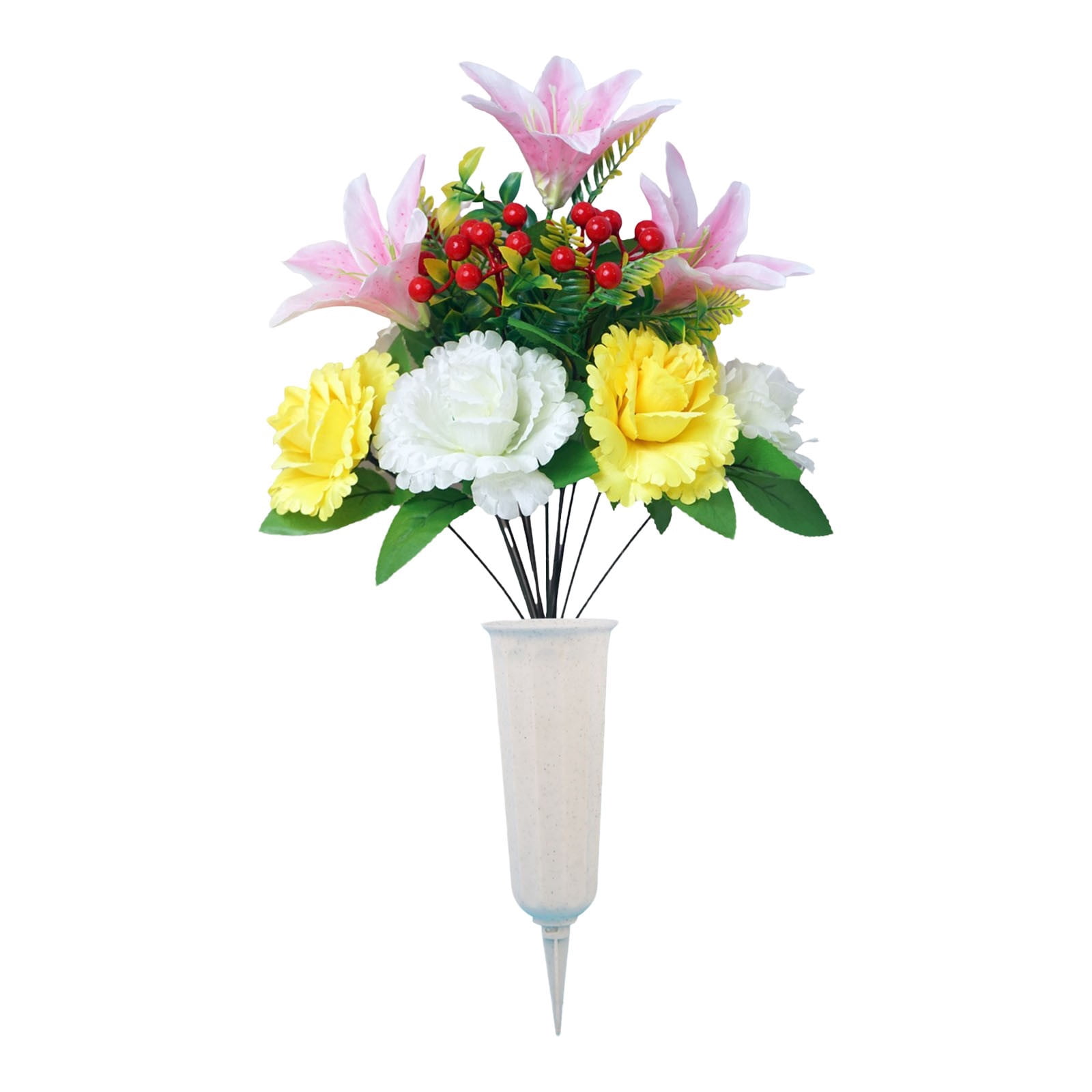 Artificial Flowers Arrangement Lifelike Faux Memorial Bloom With Ground ...