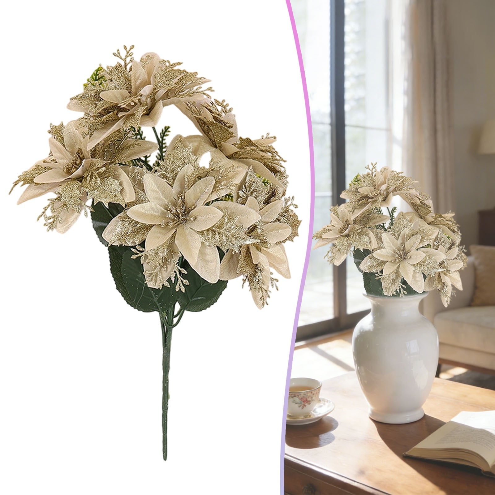 Artificial Flowers,Artificial Flowers Flowers Ornaments Glitter Flowers ...