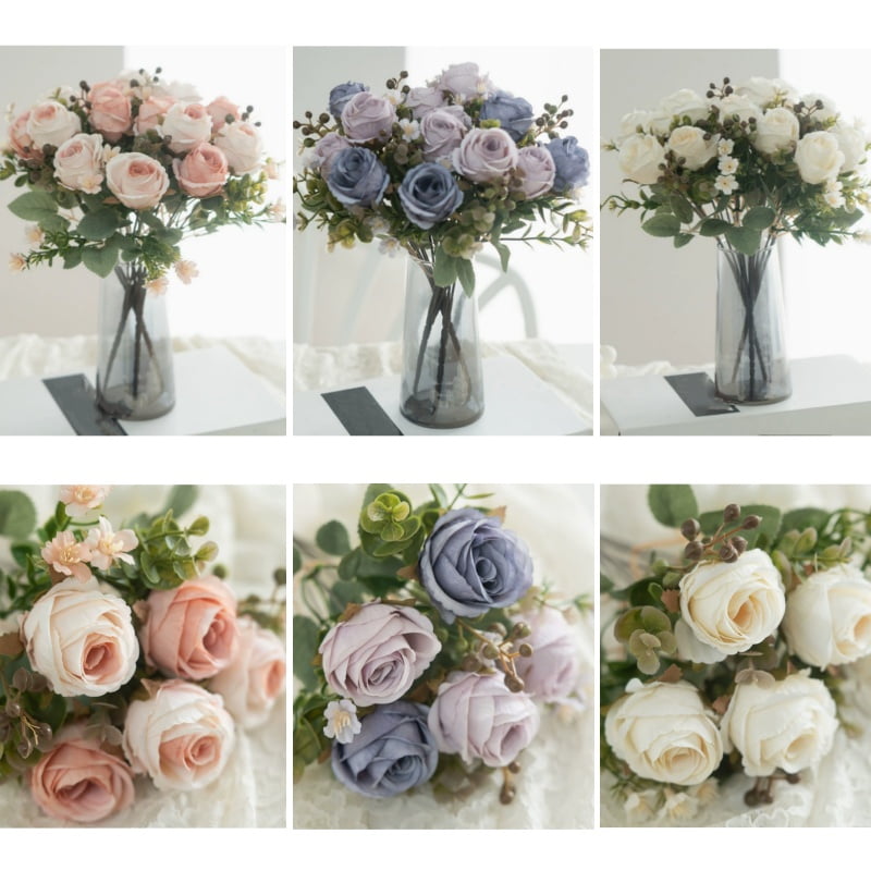 Artificial Flowers Artificial Rose Bouquet Mini Rose Flowers for DIY ...