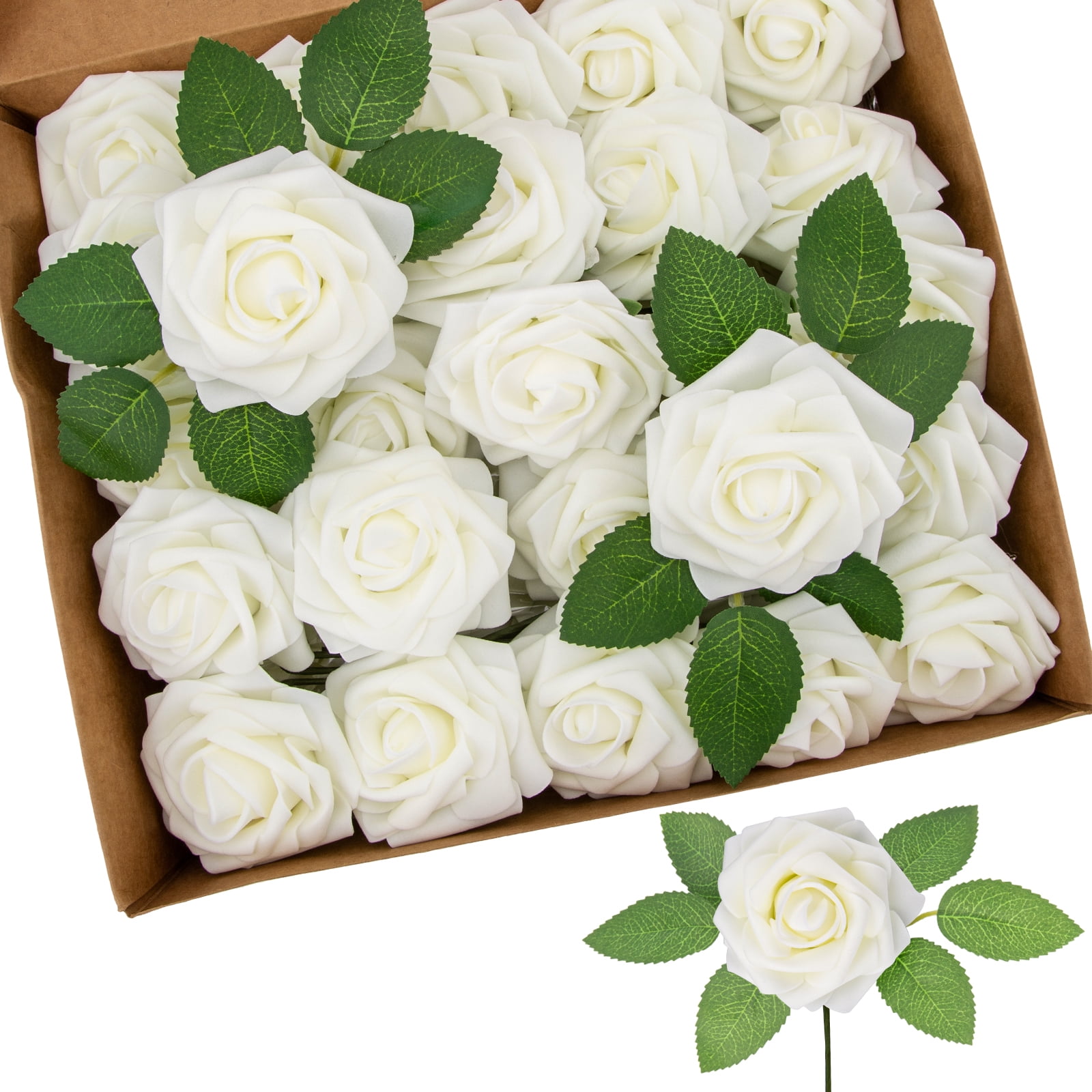 Artificial Flowers,Artificial Rose,Hengu 50 Pcs Fake Foam Roses with ...
