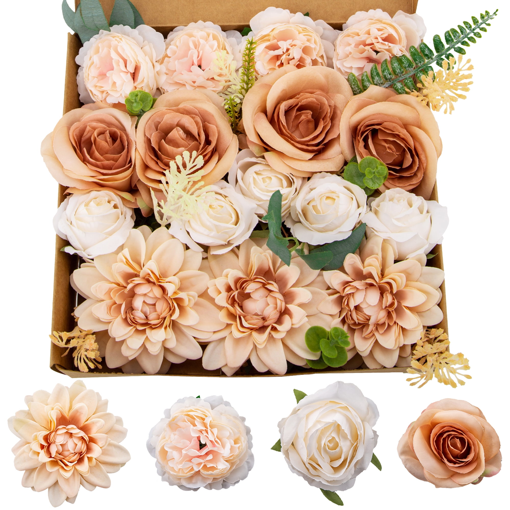 Artificial Flowers,Artificial Roses Combo Box Set, Nude Color Silk Faux ...
