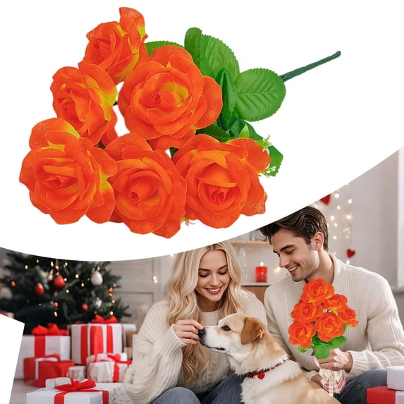 Artificial Flowers,Artificial Roses Flowers 6 Heads Arrangement Bouquet ...