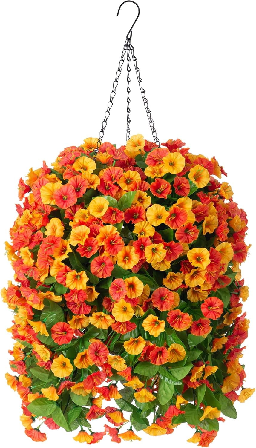 Artificial Flowers in Autumn Hanging Baskets for Indoor Outdoor Use ...