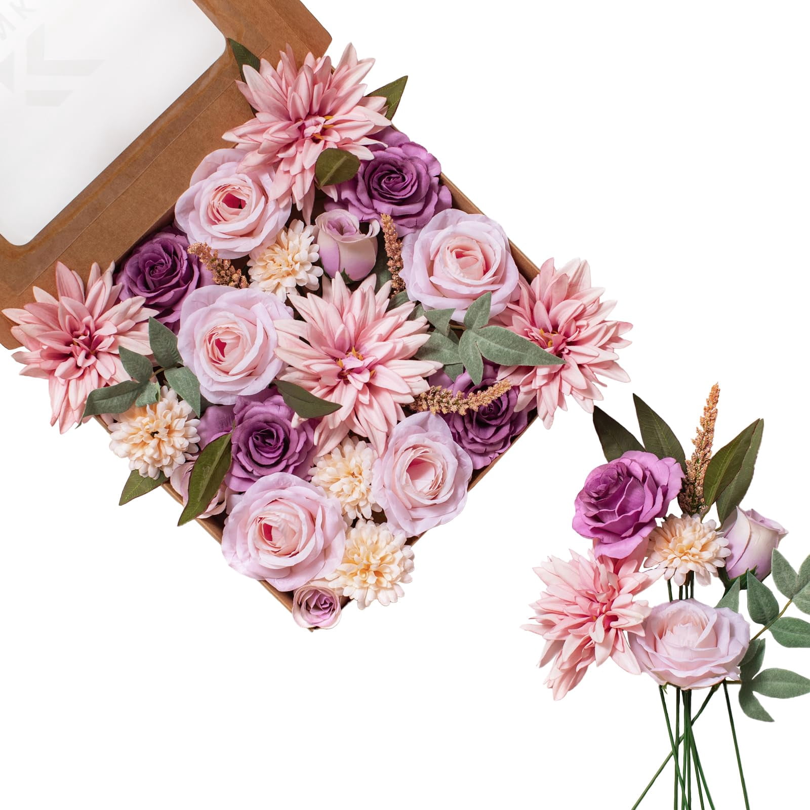Artificial Flowers Blush & Purple DIY Bouquet Centerpieces Wedding Home ...