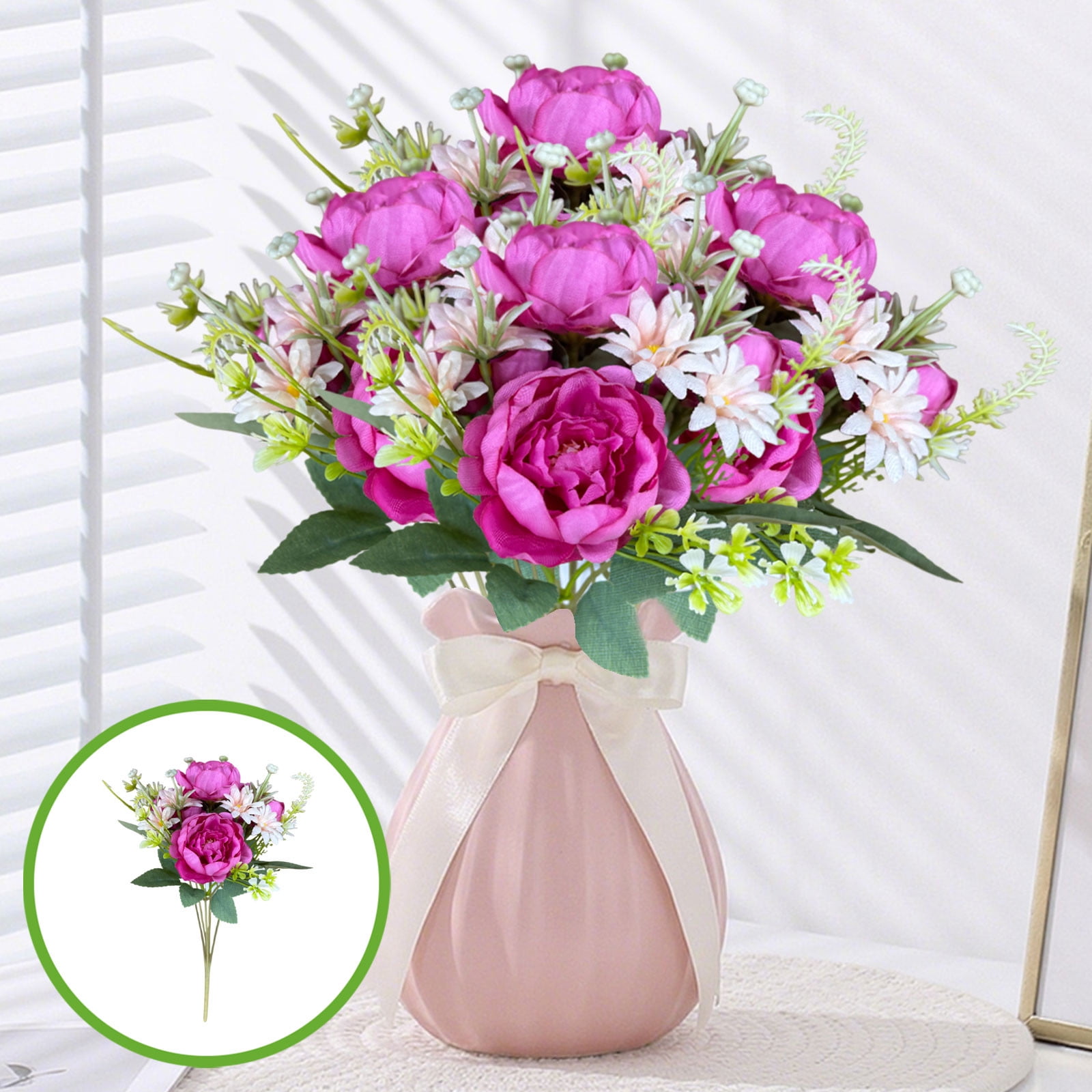 Artificial Flowers Bouquet | 12.2 Inch Multicolor Plastic Fake Flowers ...