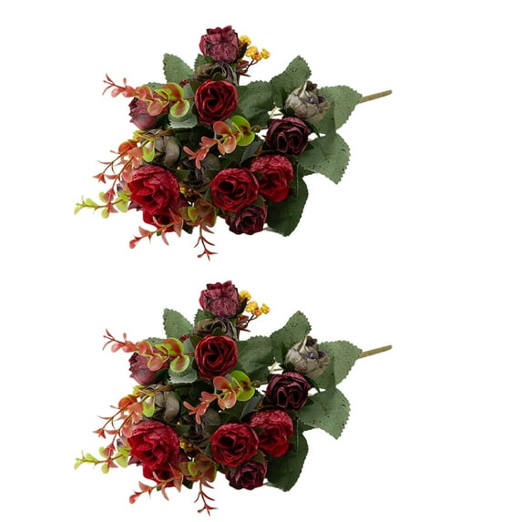 Artificial Flowers Bouquet, 2-Pack Multicolor Plastic Decorative ...