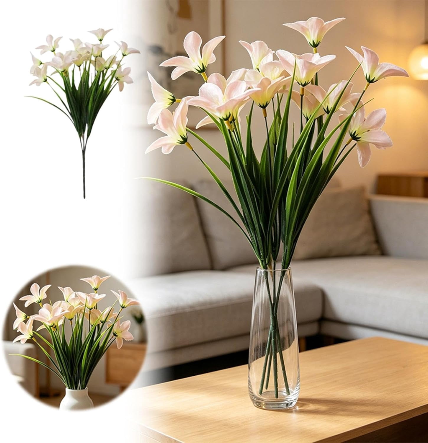 Artificial Flowers Bouquet, 6 Bundles Realistic Fake Flowers for Room ...