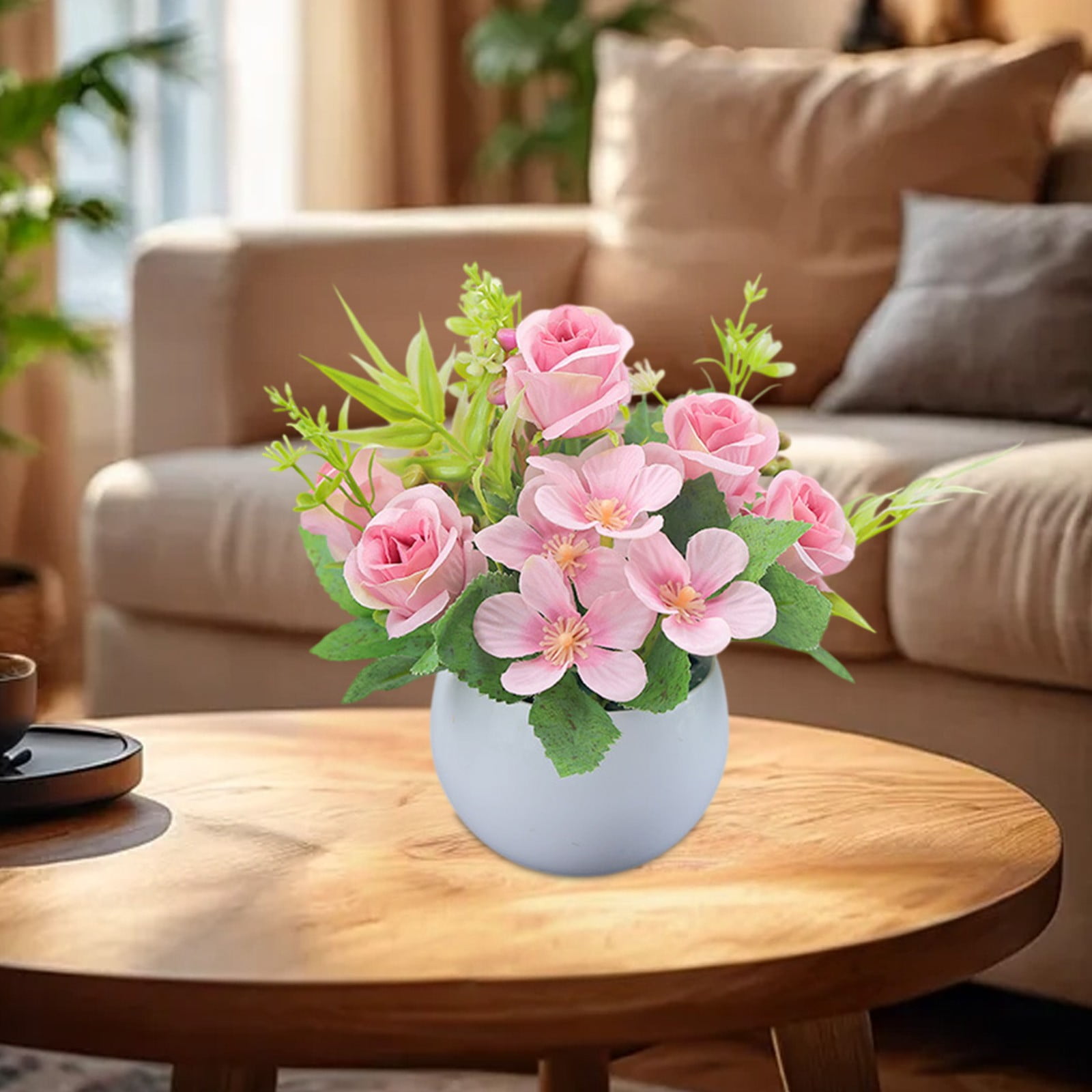 Artificial Flowers Bouquet Fake Silk Floral Arrangement Faux ...