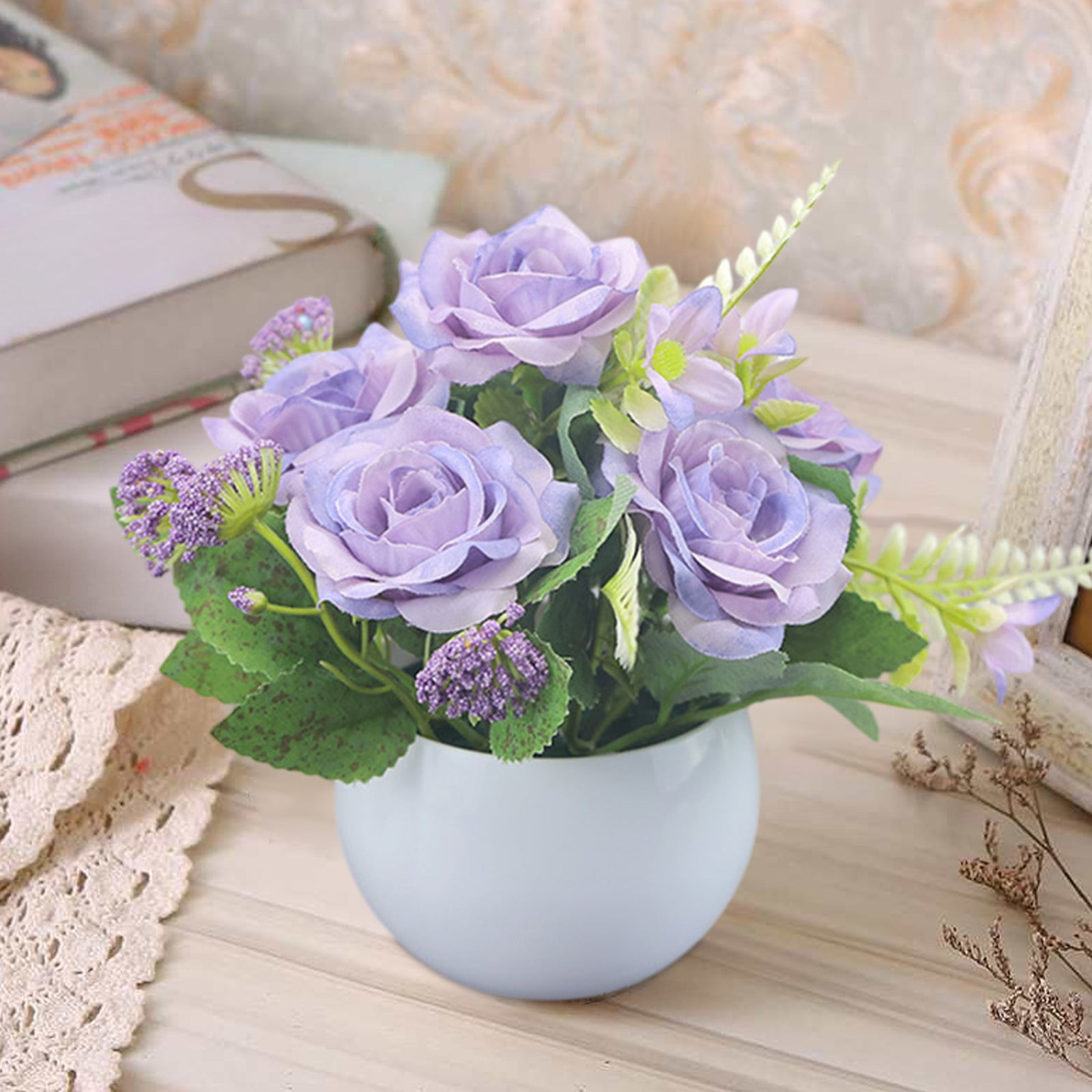 Artificial Flowers Bouquet Fake Silk Flower Arrangement for Home Living ...