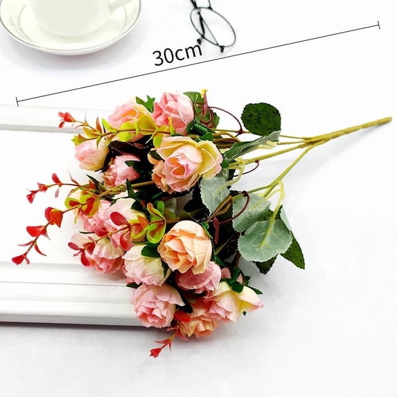 Artificial Flowers Bouquets of Roses Silk Fake Roses Floral Arrangement ...