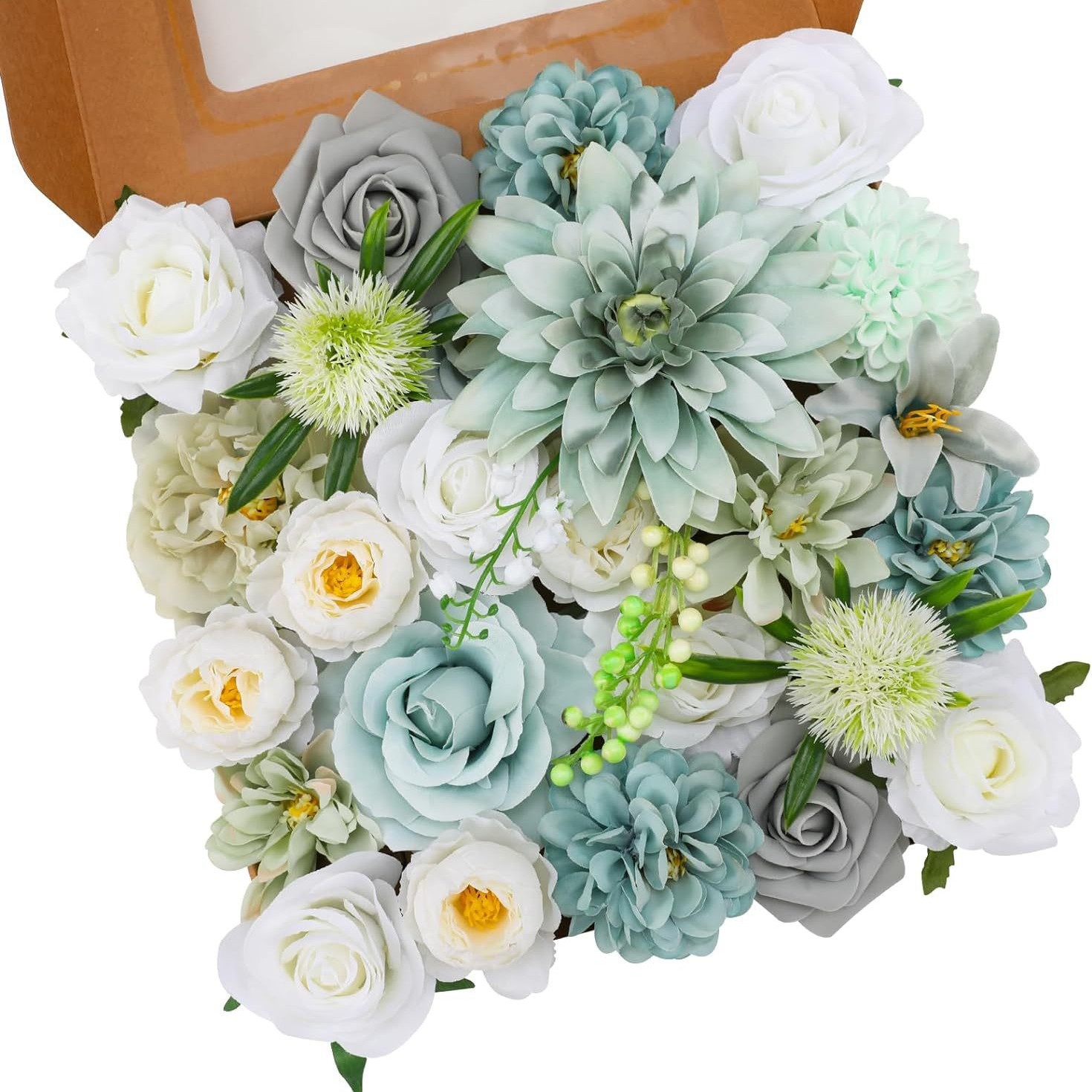 Artificial Flowers Box Set, Silk Flowers with Stems, Realistic Fake ...