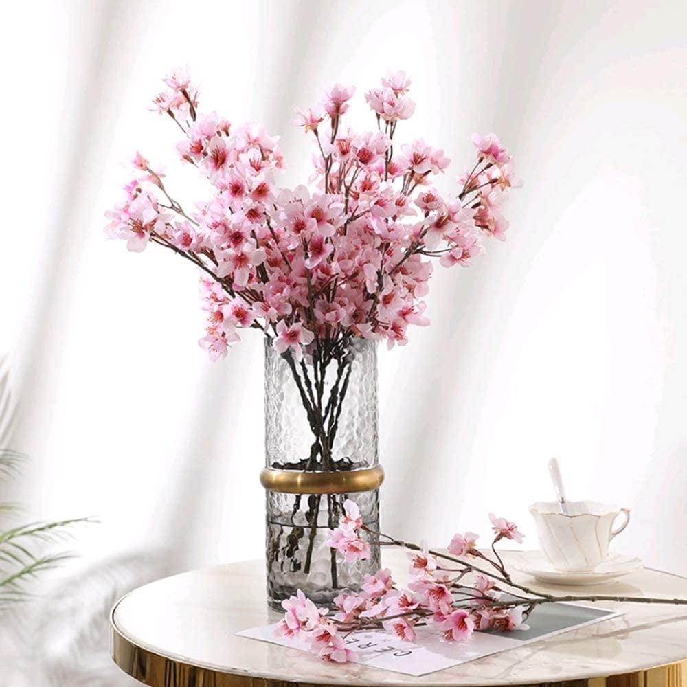 Artificial Flowers Branches Faux Silk Cherry Blossoms Stem Fake Floral ...