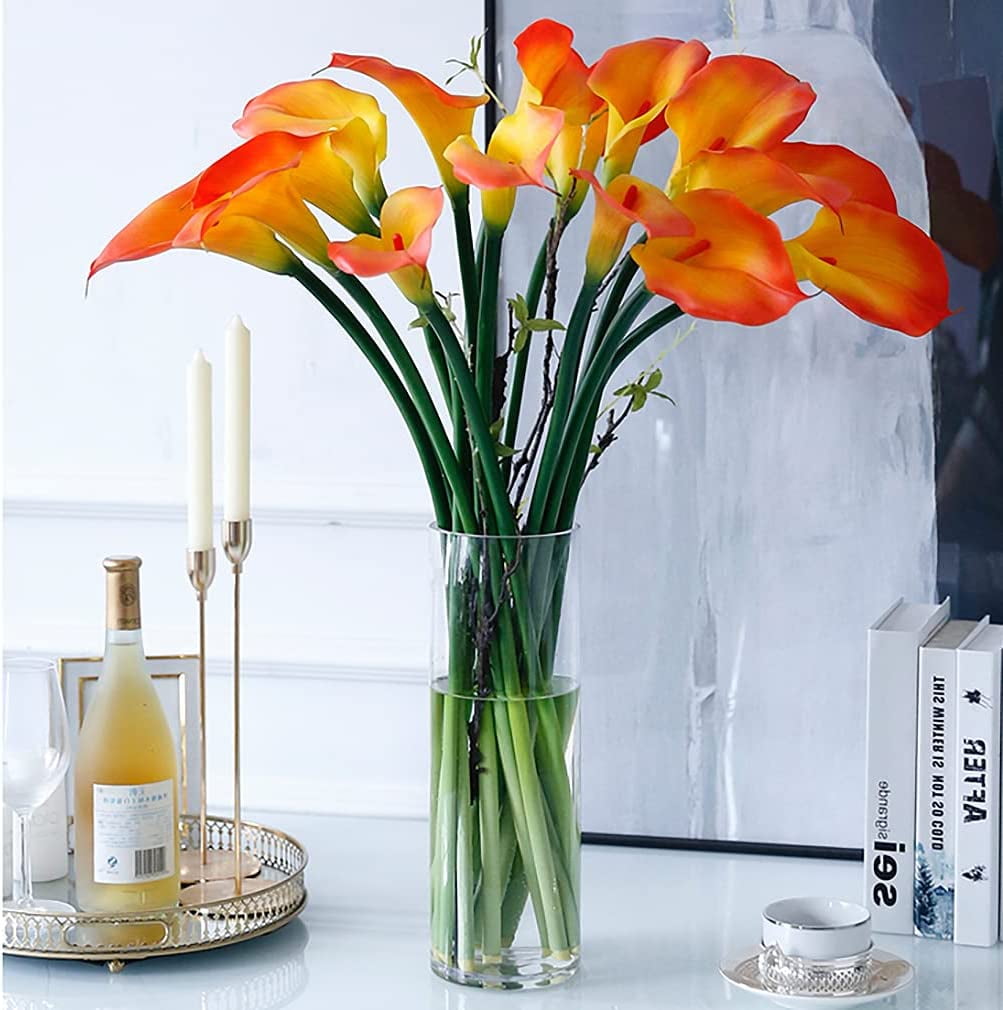 Artificial Flowers Calla Lilly 25.6'' Large Latex Fake Bouquet Soft ...