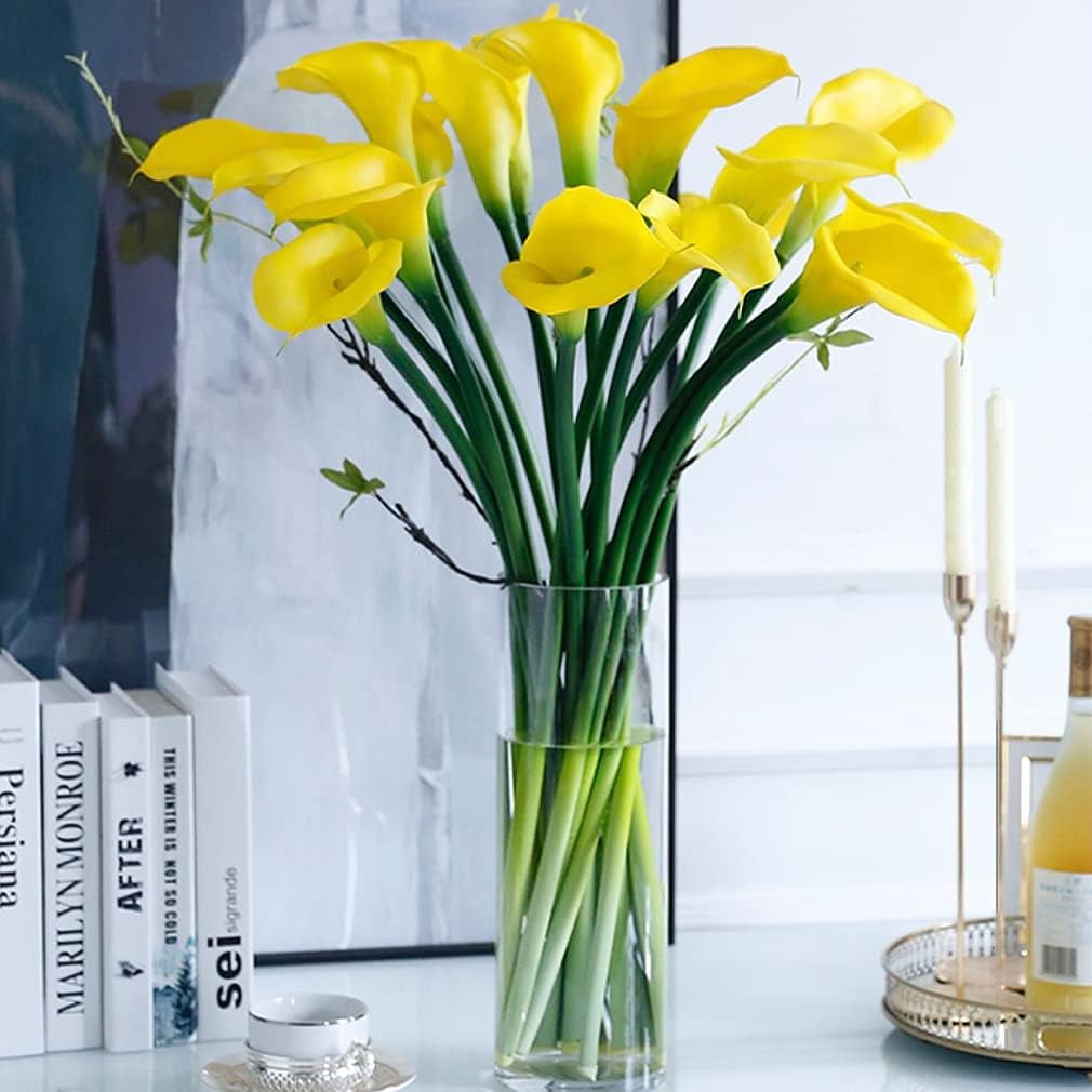 Artificial Flowers Calla Lilly 25.6'' Large Latex Fake Bouquet Soft ...