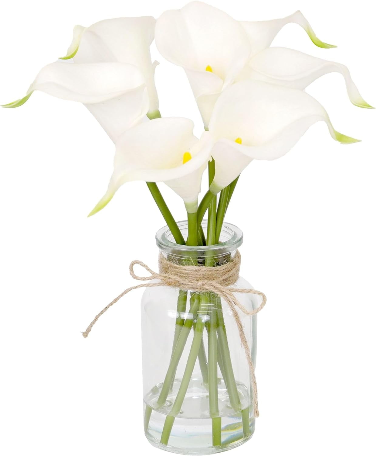 Artificial Flowers Calla Lily in Glass Vase with Faux Water,7Pcs ...