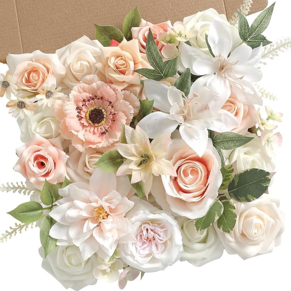 Champagne Pink Silk Artificial Flowers Bouquet, DIY Wedding Bridal ...