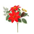 Artificial Flowers Christmas Bouquet, Red Silk Pick with Pinecones ...