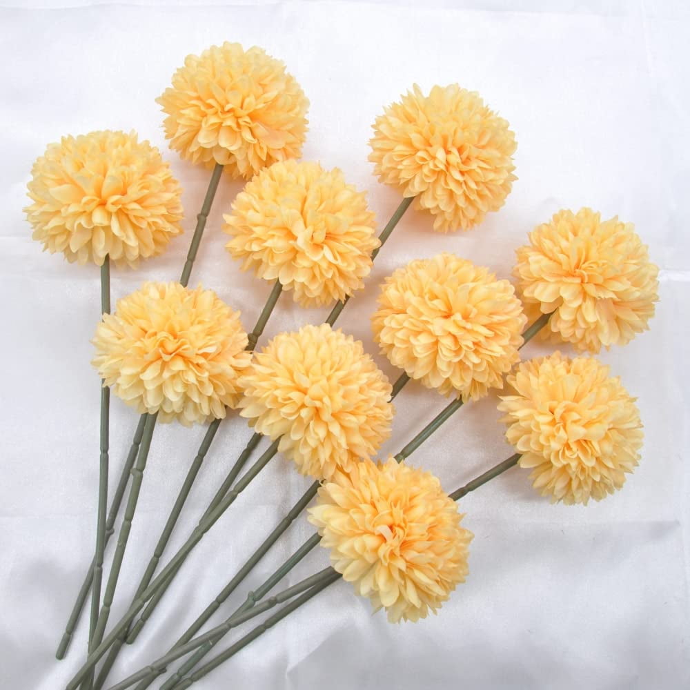 MINKUROW Artificial Flowers Chrysanthemum Ball Flowers 10pcs Bouquet ...