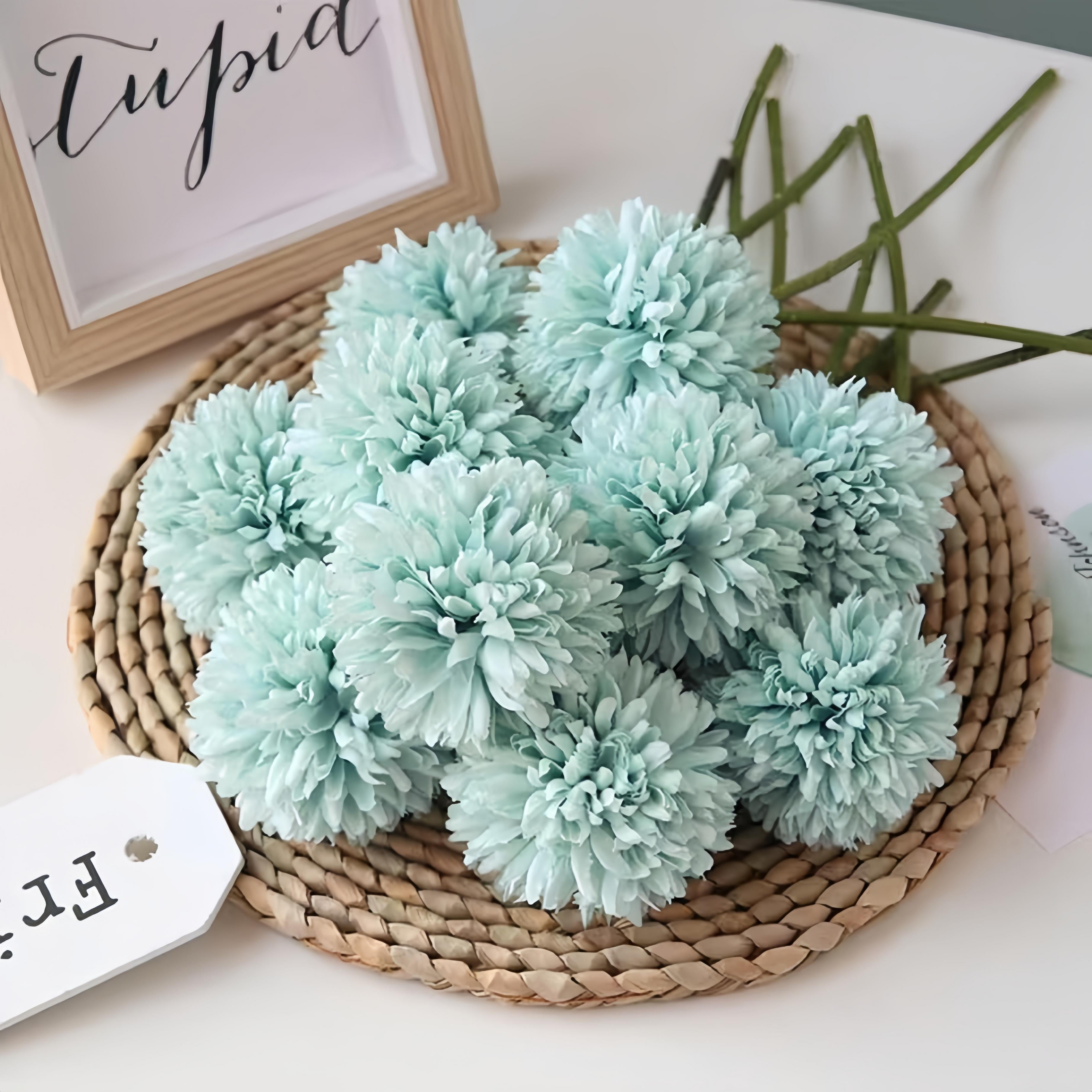 Artificial Flowers Chrysanthemum Ball Flowers Bouquet, 12 Pcs Present ...