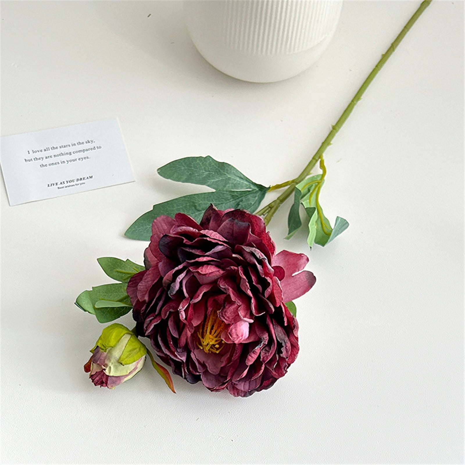 Artificial Flowers Clearance! Tiuneo, Burnt Edge Peony Artificial ...