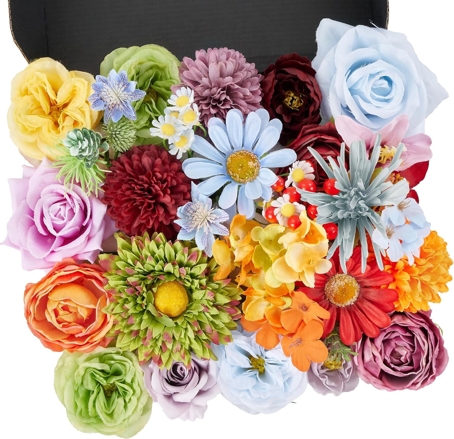 Artificial Flowers Combo Box, 38PCS Fake Flowers, Silk Flower Mix with ...