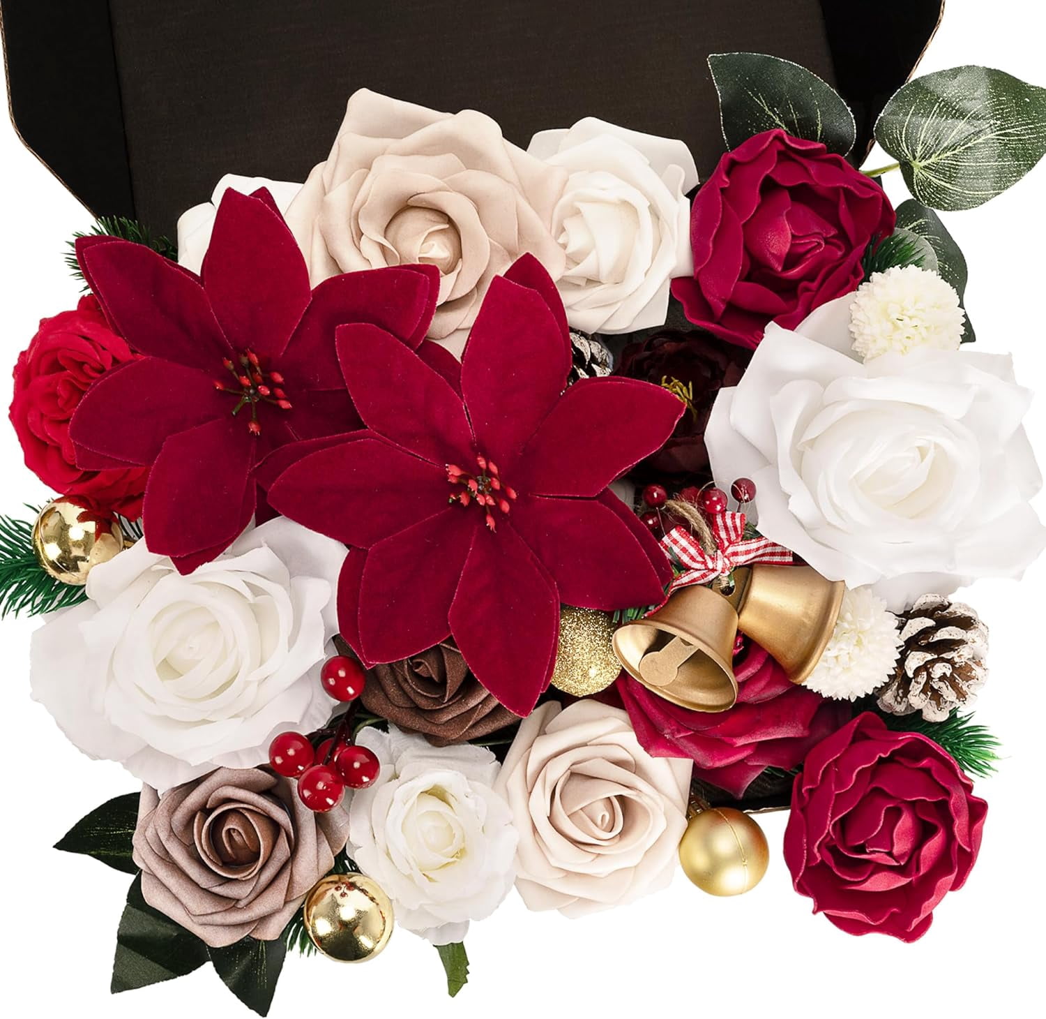 Artificial Flowers Combo Box, Fake Silk Foam Floral Mix with Wire Stems ...