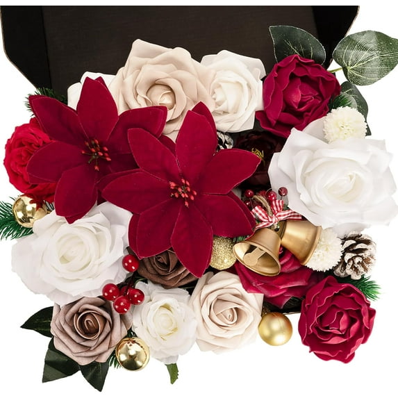 Artificial Flowers Combo Box, Fake Silk Foam Floral Mix with Wire Stems ...