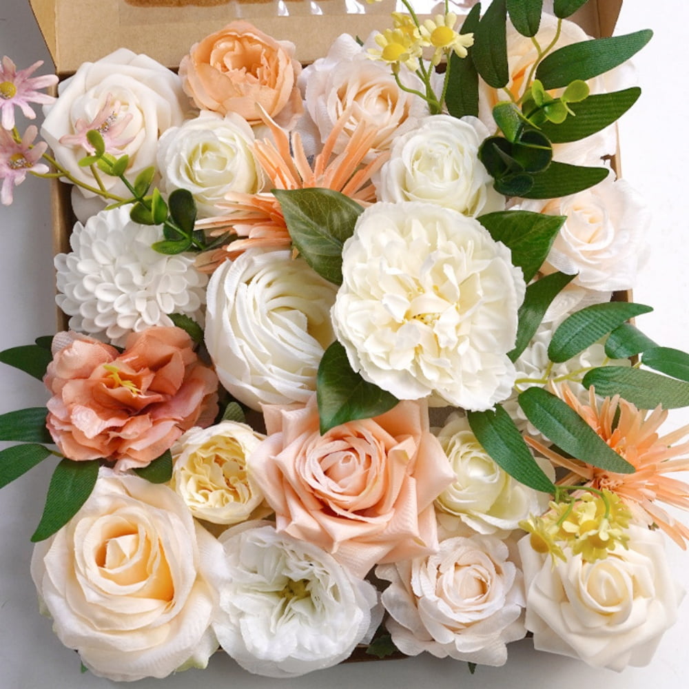 Artificial Flowers Combo Box Set Champagne Faux Fake Flower Leaf with ...