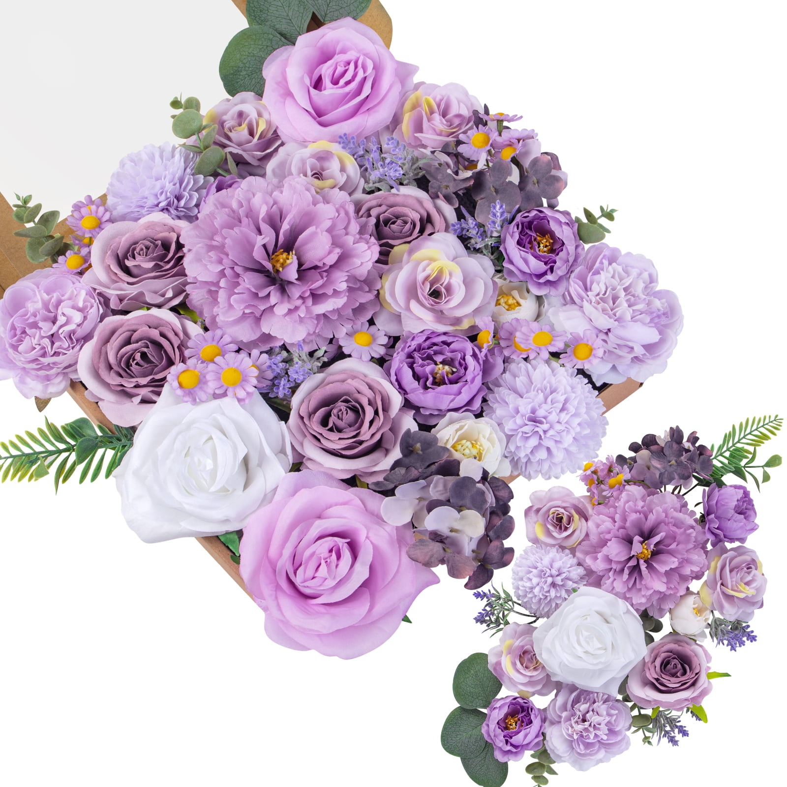 Bulk Loose Stem Faux Floral Set - Purple Artificial Flowers for DIY ...