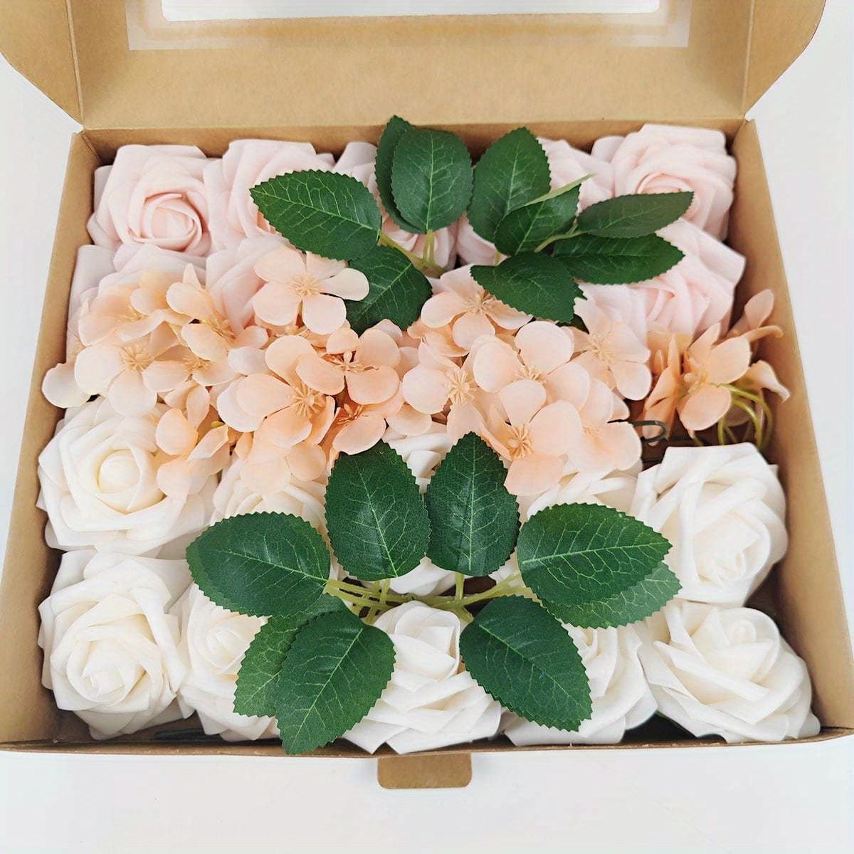 Artificial Flowers Combo Box Set Gradient Color Flower Leaf with Stems ...