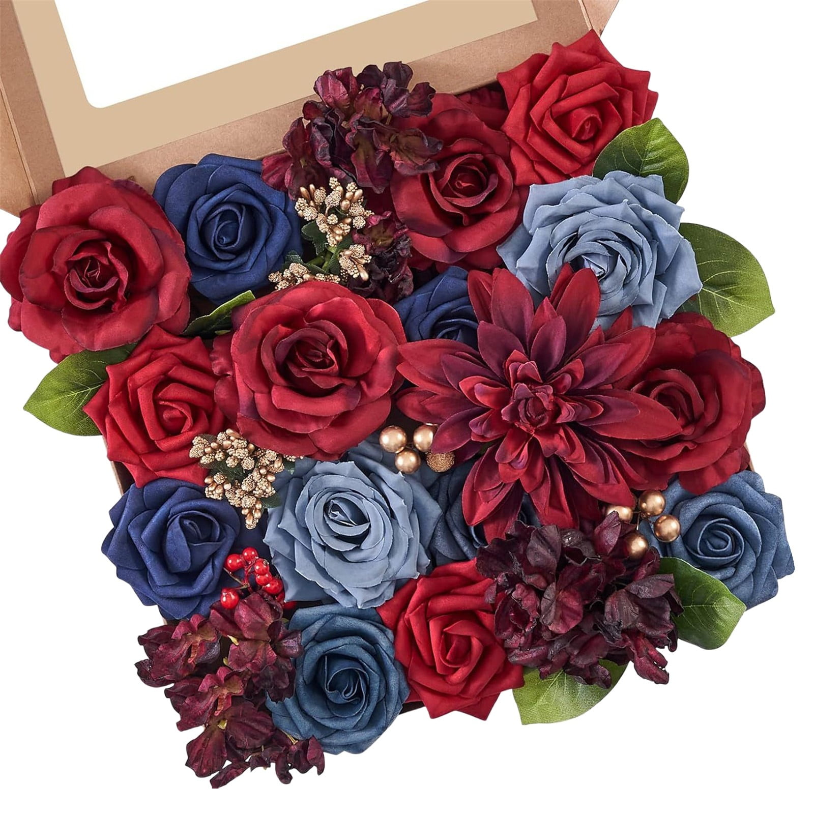 Artificial Flowers Combo Box, Silk Floral Wedding Bouquets Rose with ...