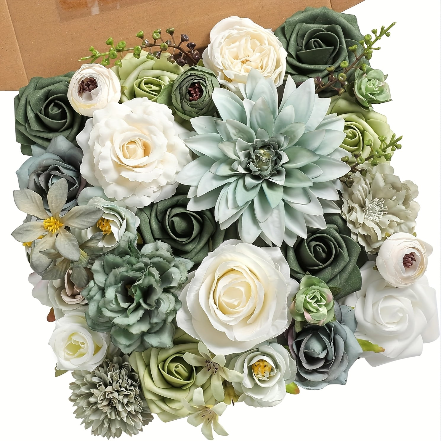 Artificial Flowers Combo Set Fake Flower Leaf Box With Stems For DIY ...