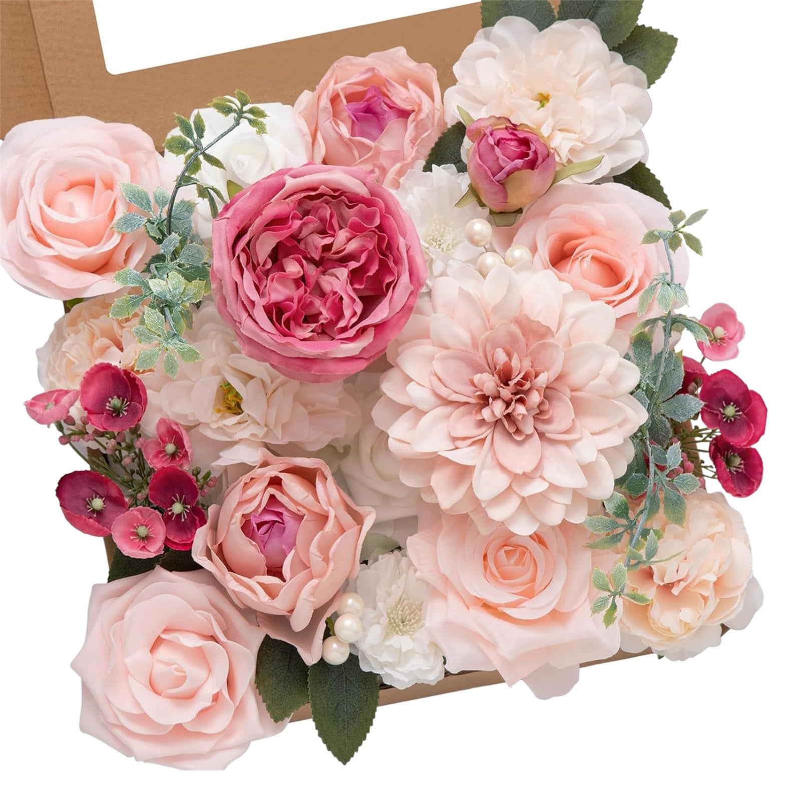 Artificial Flowers Combo Silk Mix Peony Rose Fake Flowers w/Stem for ...