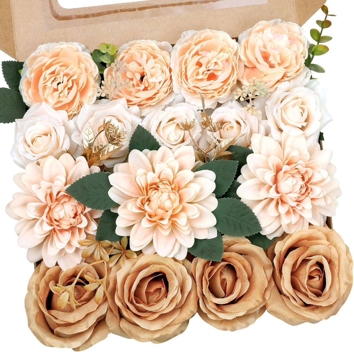 Artificial Flowers Combo Silk Mix Peony Rose Hydrangea Daisy Fake ...
