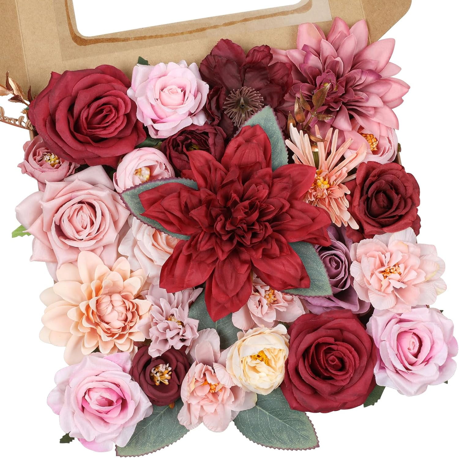 Artificial Flowers Combo Silk Mix Peony Rose Hydrangea Daisy Fake ...