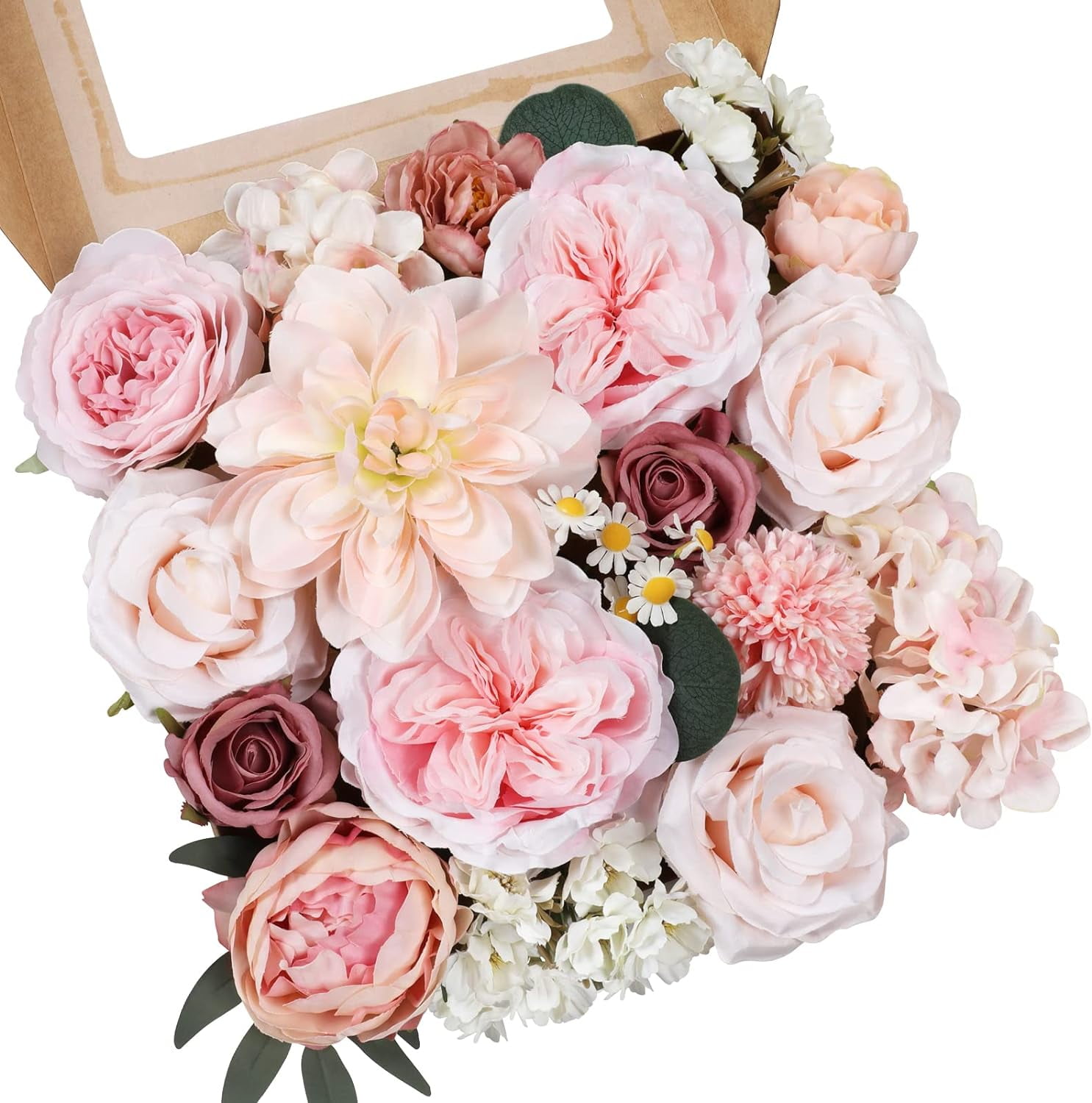 Artificial Flowers Combo Silk Mix Peony Rose Hydrangea Daisy Fake ...