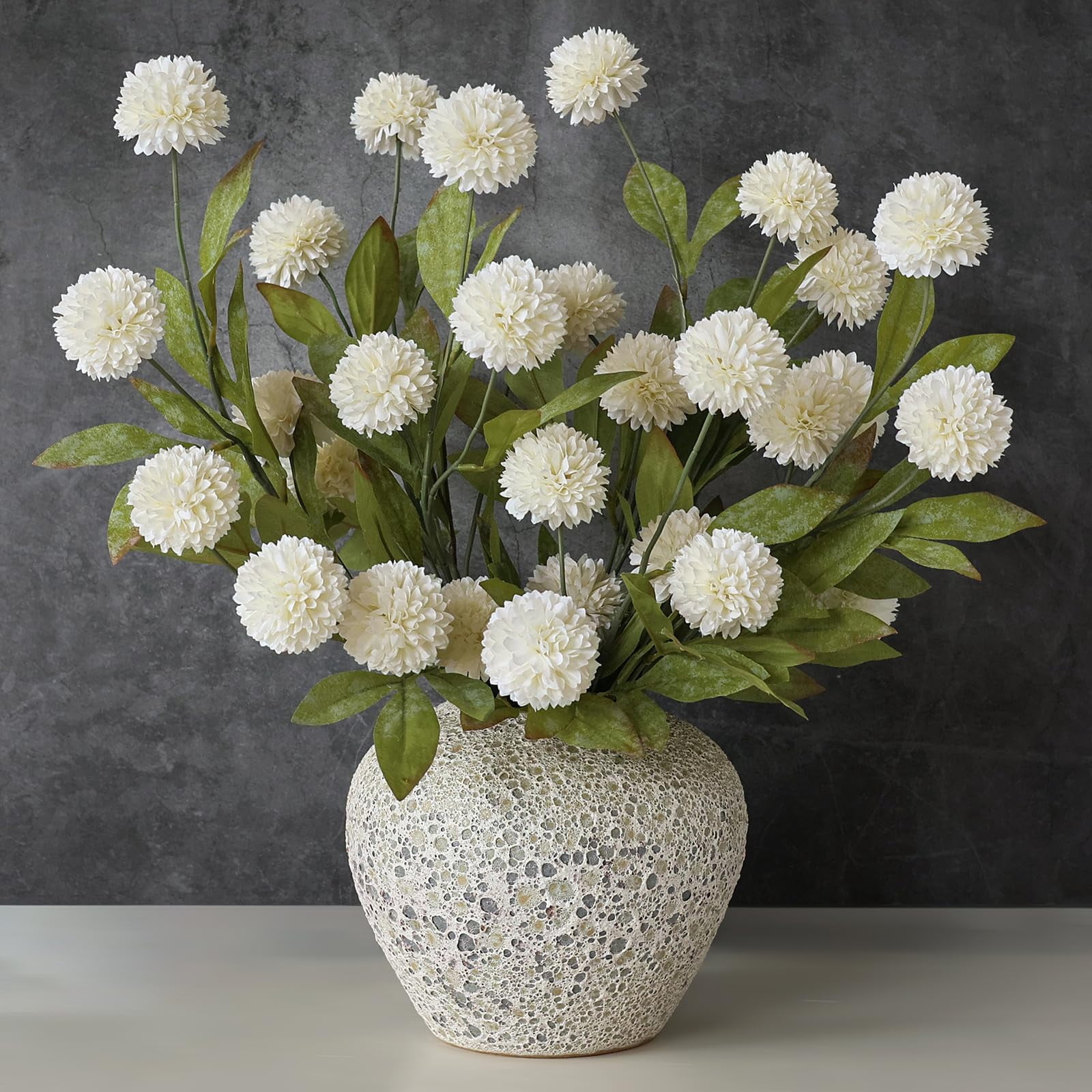 Artificial Flowers Cream 12 Count Pompon Mum Branches DIY Arrangements ...