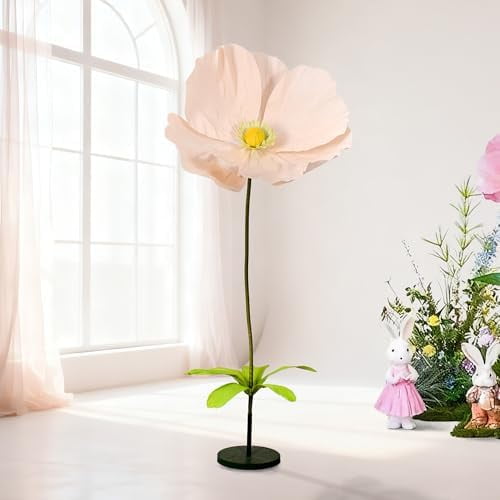 Artificial Flowers Decorations 5.58ft Fake Paper Poppy Flower for ...