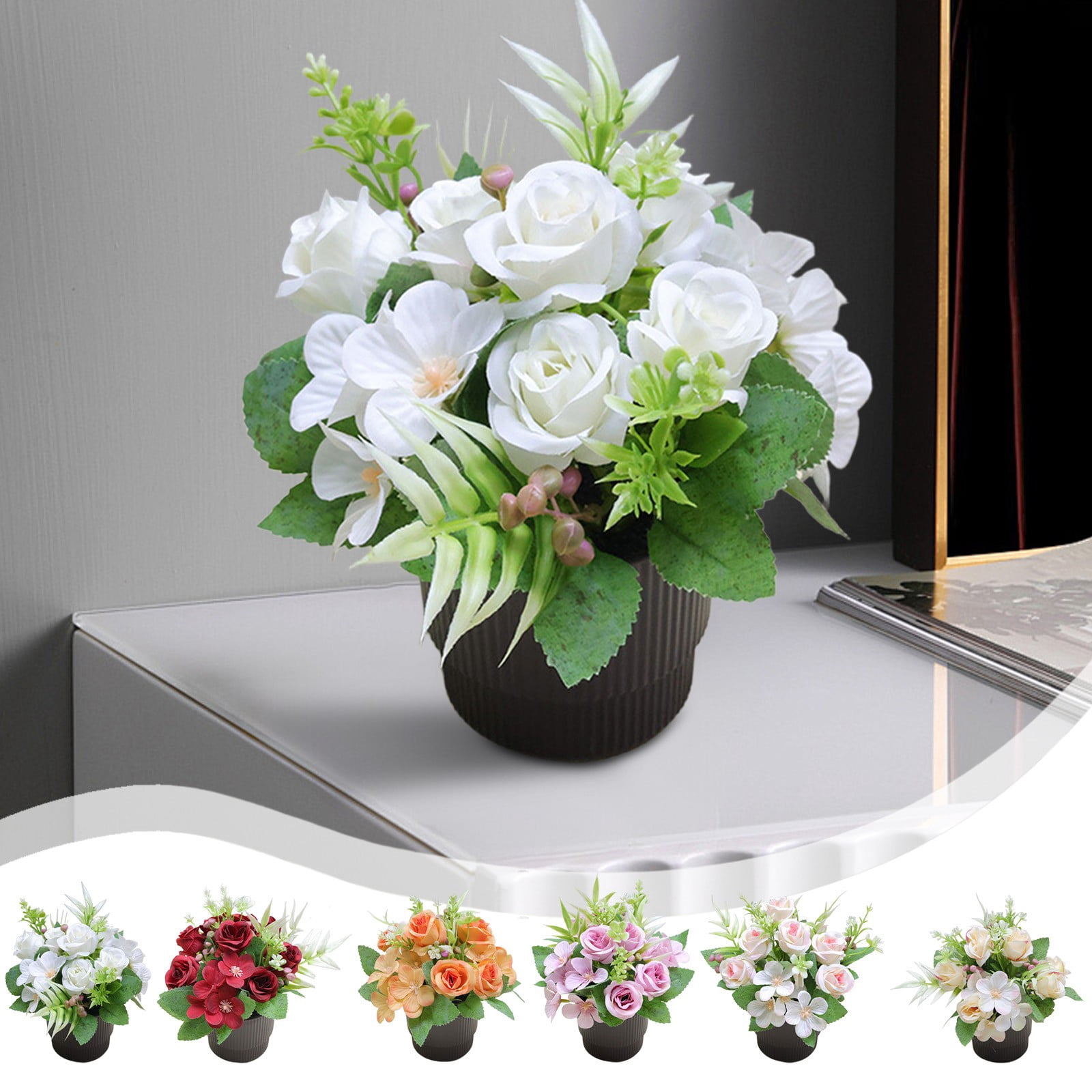 Artificial Flowers Decorative Potted Plant | Realistic Plastic Floral ...