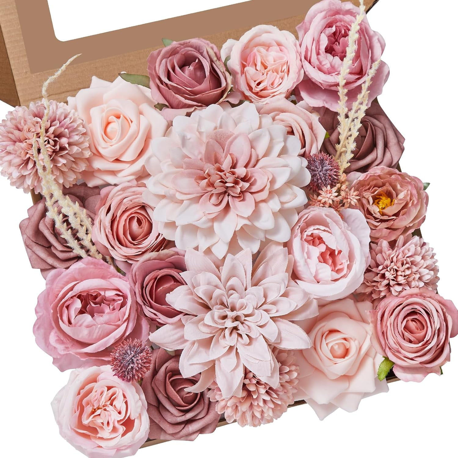 Artificial Flowers, Dusty Pink Silk Fake Flowers for DIY Wedding Bridal ...