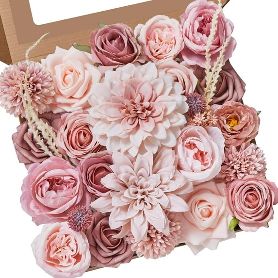 Artificial Flowers, Dusty Pink Silk Fake Flowers for DIY Wedding Bridal ...